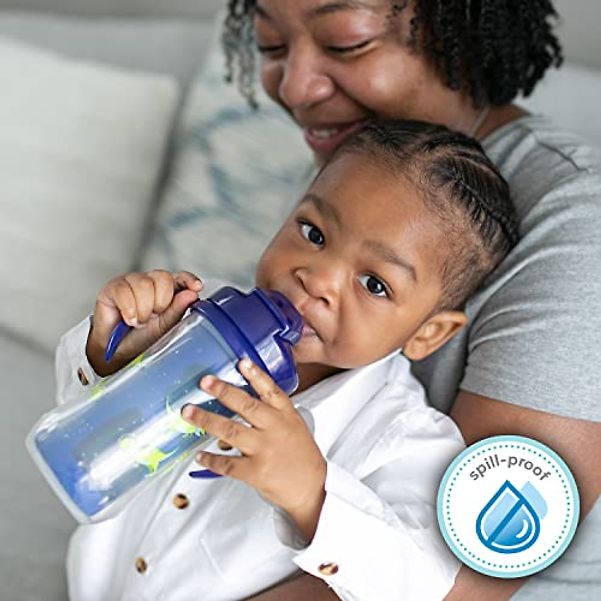 Dr. Brown's Milestones Insulated Sippy Cup with Straw and Handles - Blue - 10oz - 2-Pack - 12m+