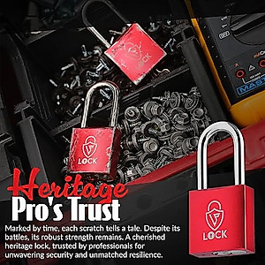 LP LOCK® Dual Pop-Up Padlocks. 2 Anodized Aluminum Locks w/ 4 Identical Keys. Durable, Lightweight, Rust Resistant. for Locker, Fence, Shed, Storage Unit, Toolbox & More - 3.25x1.54x0.55 Inches - Red