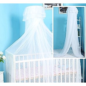 Cdycam Baby Infant Toddler Bed Dome Cots Mosquito Netting Hanging Bed Net Mosquito Bar Frame Palace-Style Crib Bedding Set (White Mosquito Netting Only, Without Stand)