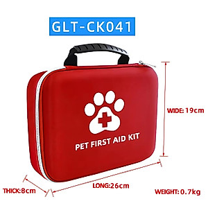 GongXueShu Dog First Aid Kit Home Travel Car First Aid Kit Emergency Kit Dog Travel Accessories – Pet Camping Essentials 101 Pieces with Thermometer and Mini First Aid Pouch & Emergency Collar, Red