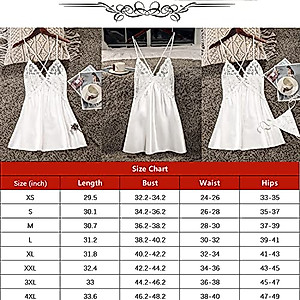 Avidlove Women Satin Sleepwear Wedding Nightgown White Lingerie Lace Chemise White M