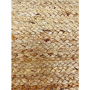 KEMA 3X5 Feet Handwoven Jute Braided Area Rug, Natural Yarn - Rustic Vintage Braided Reversible Rectangular Rug- Eco Friendly Rugs for Bedroom, Kitchen, Living Room, Farmhouse