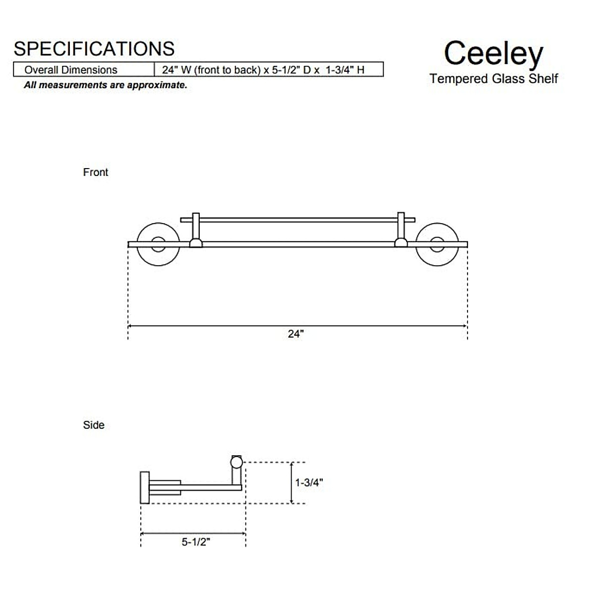 H&S Naiture Collection Tempered Glass Shelf in Chrome Finish