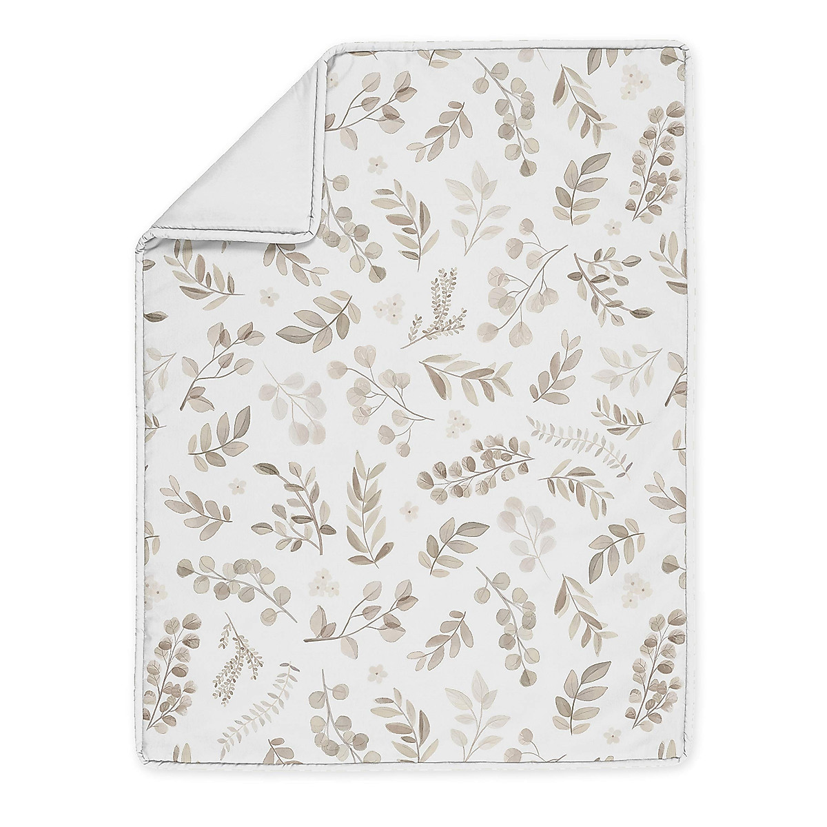 Sweet Jojo Designs Floral Leaf Baby Boy or Girl Nursery Crib Bedding Set - 4 Pieces - Gender Neutral Ivory Beige Taupe White Gender Neutral Boho Watercolor Botanical Flower Woodland Tropical Garden
