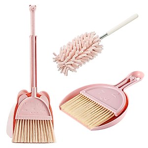 Kalolary 5 Pcs Mini Broom and Dustpan Set, Mini Broom with Dustpan for Home, Little Broom Dustpan Set with Extendable Duster for Cleaning for Office Home Table Desk Key Board