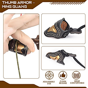 TY Archery Soft Leather & Brass Thumb Ring Archery Finger Protector for Mongolian Reurve Bow Finger Guard for Traditional Bow Shooting
