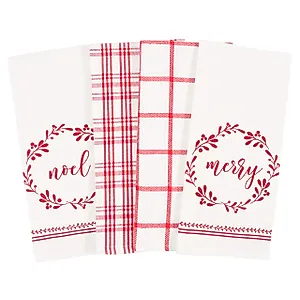 KAF Home Mixed Kitchen Holiday Dish Towel Set of 4, 100-Percent Cotton, 18 x 28-inch - Merry & Noel