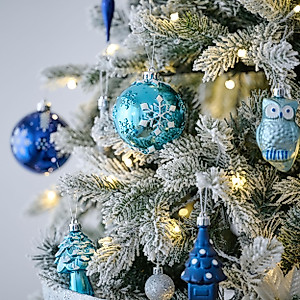 Valery Madelyn Christmas Tree Decorations Set, 80ct Navy Blue and Silver Shatterproof Christmas Ball Ornaments Bulk, Winter Wonderland Hanging Ornaments for Christmas Trees Xmas Holiday Decor