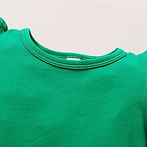 LYSMuch Toddler Baby Girls Ruffle Sleeve Shirt Plain Solid Sleeveless Tshirt Top Blouse Kids Casual Clothes(Green, 3-4T)
