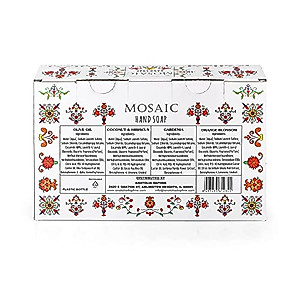 Mosaic Liquid Hand Soap / Wash Gift Set, Ideal Bathroom Kitchen Hand Soap Set , Olive Oil + Coconut & Hibiscus + Gardenia + Orange Blossom, 4 x 24.6 fl oz Each Liquid Soap Bottle