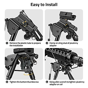 CVLIFE Picatinny Bipod, 9-13 Inches Rifle Bipod, Bipod for Rifle with Solid Sling Adapter Base