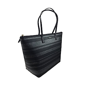Kate Spade Haven Lane Large Hani Tote (Black/Glitter Stripes)