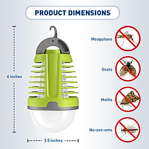 vertmuro Portable Bug Zapper Outdoor Indoor, Electric Mosquito Fly Killer Lamp with Three Lighting Mode, USB Rechargeable Light Bulb Zapper for Camping, Home, Patio (3 Pack)