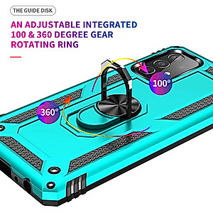 for Samsung A52 Case, Galaxy A52 Case with HD Screen Protector, Military-Grade Ring Holder Kickstand Car Mount 15ft Drop Tested Shockproof Cover Phone Case for Samsung Galaxy A52, Green