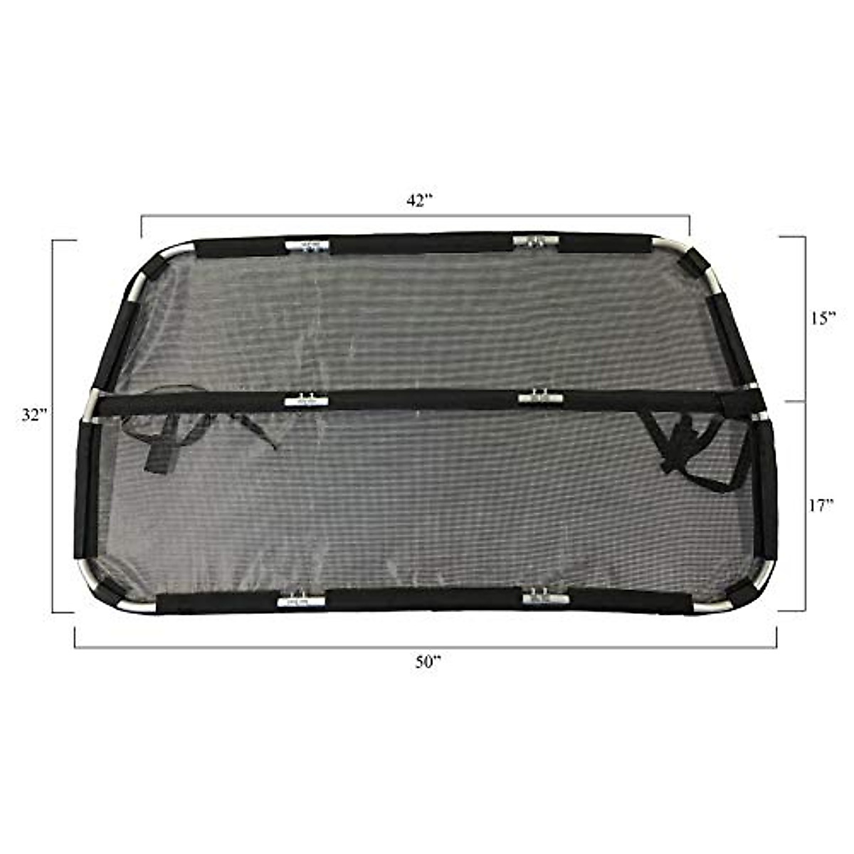 BUSHWHACKER USA Deluxe Dog Barrier 50" Wide - Ideal for Smaller Cars, Trucks, and SUVs CUVs - Pet Restraint Car Backseat Divider Vehicle Gate Cargo Area Travel Trunk Mesh Net Screen Barricade Shield
