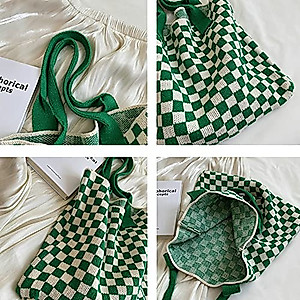 Pocadri Women's Contrasting Shoulder Bag Cotton Hemp Soft Multifunctional Large -Capacity Knitted Bag Handbags