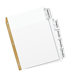 Avery 5 Tab Binder Dividers, White with Insertable Clear Big Tabs, 1 Set Pack, 8 Packs, 8 Sets Total (11122)