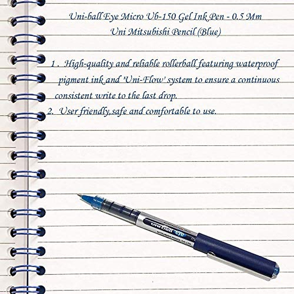 UNI-BALL EYE UB-150 BLUE [Pack of 3] MICRO 0.5mm TIP ROLLERBALL PEN