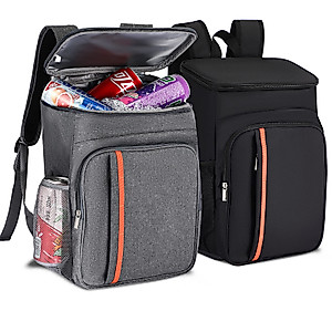 2 Pcs Cooler Backpack Insulated Leak Proof Hold 24 Can, Backpack Cooler Waterproof Lightweight Cooler Bag Keep Warm or Cool for 16 Hours Backpack Travel Camping Lunch for Men Women(black, Gray)