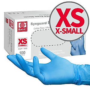 Basic Medical Blue Nitrile Exam Gloves - Latex-Free & Powder-Free - NGPF-7000 (Box of 100), X-Small