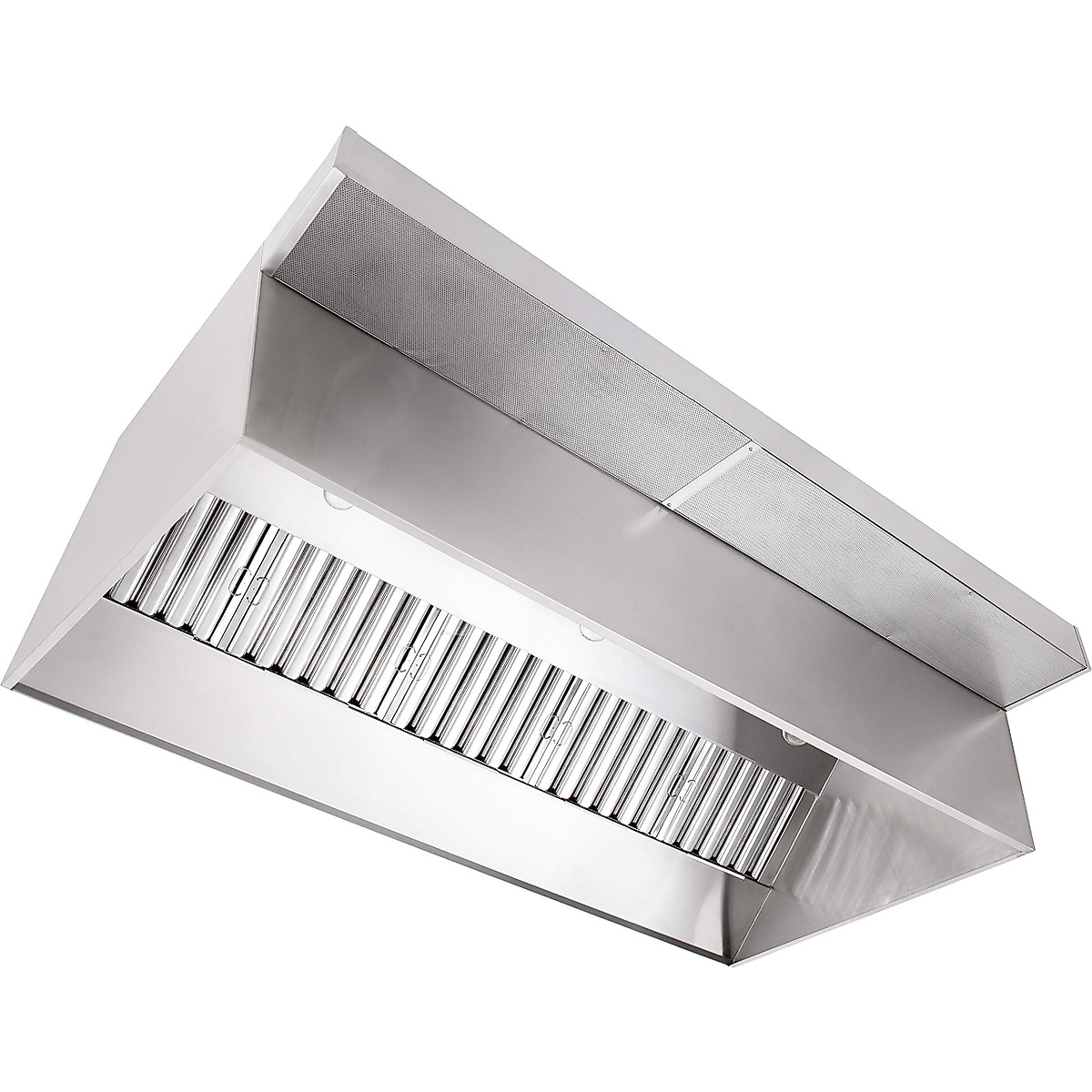 Stainless Steel Commercial Hood System, Includes 8' Long Stainless Steel Exhaust Hood, Rooftop Exhaust Fan, Untempered Supply Fan, Roof Curbs, Insulated Grease Duct, and Electrical Controls
