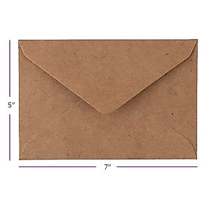 Blank Flat Cards and Envelopes 5" x 7" Brown Kraft 100 Pack of Envelopes and Cards for Wedding, Graduation, Baby Shower, Greeting Card (Kraft Envelopes with Cards)