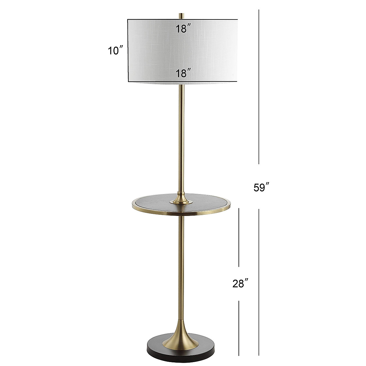 JONATHAN Y JYL3056A Luce 59" Metal/Wood LED Floor Lamp with Table Contemporary,Transitional for Bedrooms, Living Room, Office, Reading, Black/Brass