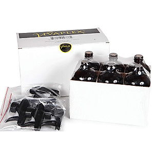 Vivaplex, 6, Large, 16 oz, Empty, Amber Glass Spray Bottles with Black Trigger Sprayers