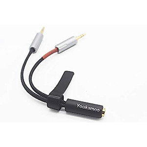 Youkamoo 2 x 3.5mm Male to 4.4mm Female Balanced 4 Pole 8 Core Silver Plated Headphone Earphone Audio Adapter Cable New in Box for PHA-3 3.5mm x 2 to 4.4mm
