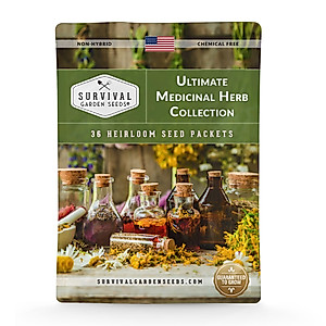 Ultimate Medicinal Herbs Collection - 36 Variety Pack of Herb Seeds for Growing Essential Healing Plants - Mixed Assortment for Homesteaders - Non-GMO Heirloom Varieties - Survival Garden Seeds