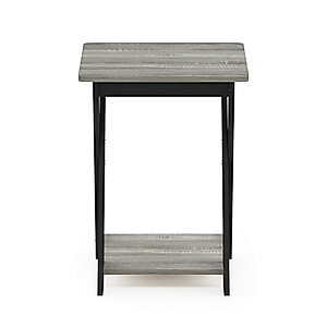 FURINNO Modern Simplistic Criss-Crossed End Table, French Oak Grey