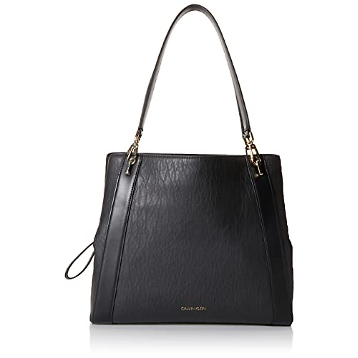 Calvin Klein Reyna Novelty Large Triple Compartment Shoulder Bag, Black/Silver