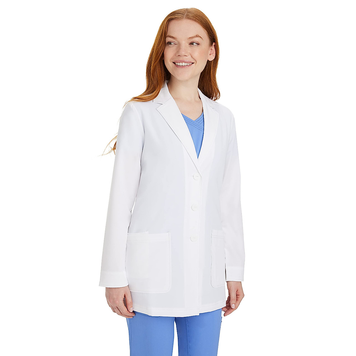 Healing Hands Lab Coat Women 3 Pocket Full Sleeve Mid-Length 5053 Faith The White Coat Minimalist Collection White M