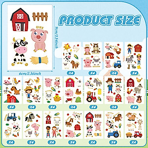 Estune 500 Pieces Farmhouse Animal Temporary Tattoos for Kids farmhouse Animal Tattoos Kids Tattoo Stickers for Kids Pig, Calf, Lamb, Chick Animal Temporary Tattoos for Teens Theme Party Supplies