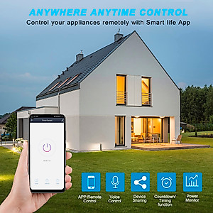 Smart Plug, WGGE WiFi Smart Plug Outlet Compatible with Alexa or Google Assistant, APP Remote Control Anywhere, Timer Function, No Hub Required, 2.4 Ghz Network Only (White / 2 Pieces)