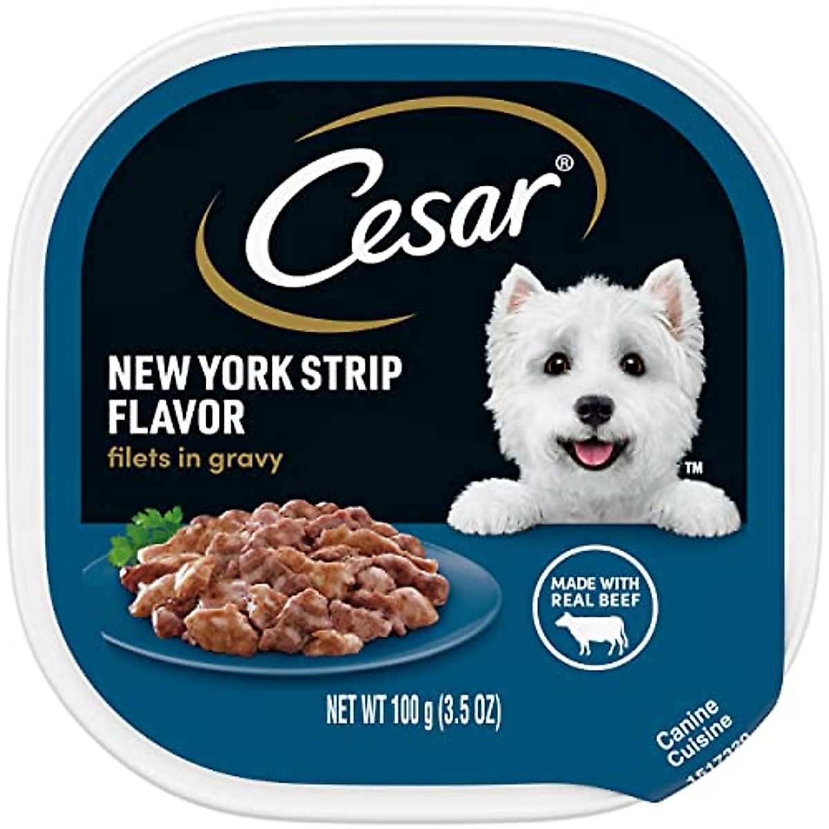 CESAR Adult Soft Wet Dog Food Filets in Gravy, New York Strip Flavor, 3.5 oz. Tray