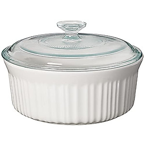 CorningWare French White 7-Pc Ceramic Bakeware Set with Lids, Chip and Crack Resistant Stoneware Baking Dish, Microwave, Dishwasher, Oven, Freezer and Fridge Safe