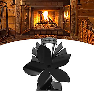 PenRux 5 Blade Wood Stove Fan, Non Electric Heat Powered Fireplace Fans Eco Fan for Home Wood Log Burner Fireplace, Circulates Warm Heated Air Eco Stove Fan,Silent Operation