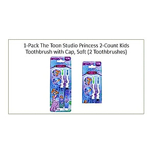 1-Pack The Toon Studio Princess 2-Count Kids Toothbrush with Cap, Soft (2 Toothbrushes)