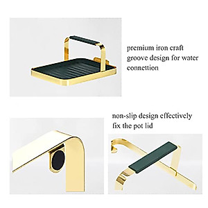 JIEQIJIAJU Cooking Spoon Rest, Multiple Utensil Rest with Drip Pad Spoon Holder for Stove Top Kitchen Gadgets Holder Cooking Utensil Organizer for Spoons, Spatulas, Ladles, Pot Lid Stand Holder, Gold