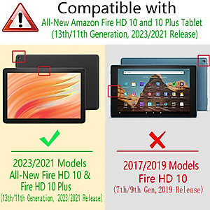 DMLuna Case for All-New Amazon Fire HD 10 & 10 Plus Tablet (13th / 11th Generation, 2023/2021 Release) 10.1", Slim Cover with Folding Stand, Auto Wake/Sleep, Hand Strap, Card Slot - Glitter Rose