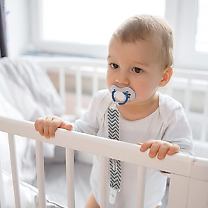 Pacifier Clip by Enovoe - 6 Pack of Pacifier Clips - Stylish Teething Ring Pacifier Holder Clip for Baby Boys and Girls - Multicolor - binkie Clip Baby Pacifier