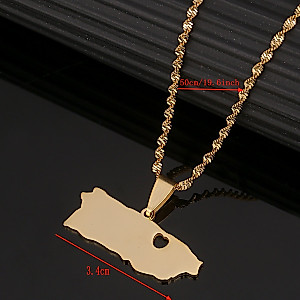 Stainless Steel Puerto Rico Map Pendant Necklaces Puerto Ricans Map Jewelry