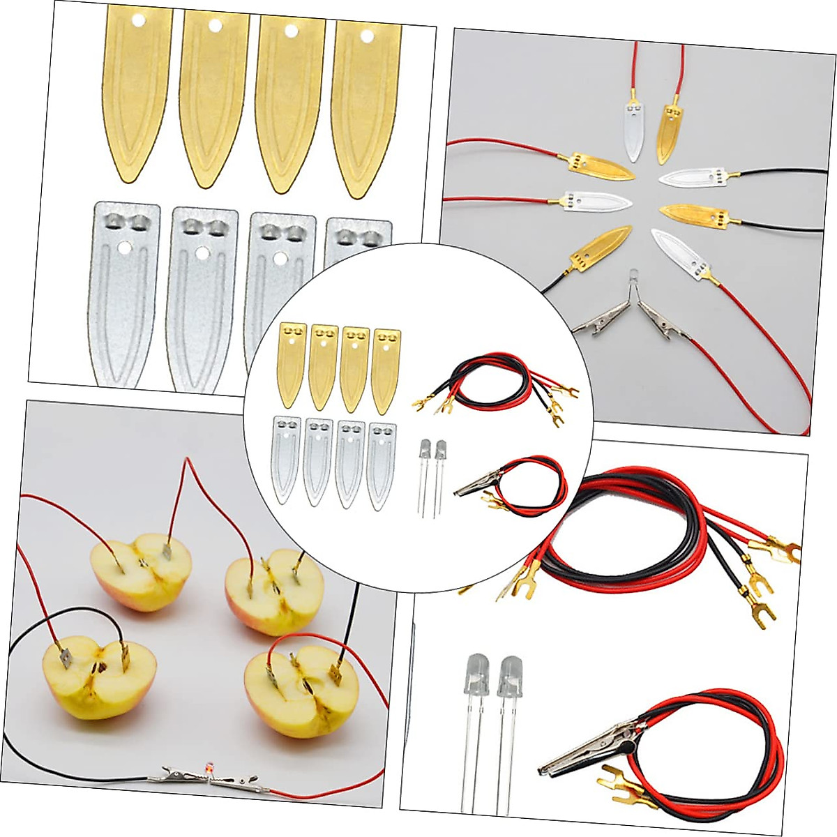 BCOATH 2 Sets Fruit Power Generation Experiment Equipment Best Chemical Experiment Material Scientific Experiment Supplies Lemons Toy Batteries Battery Zinc Copper Electrode Strips Metal