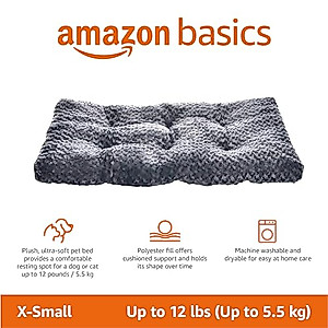 Amazon Basics Cat and Dog Bed and Crate Pad, Machine Washable, Indoor, 23 x 18 x 2.5 inches, Gray
