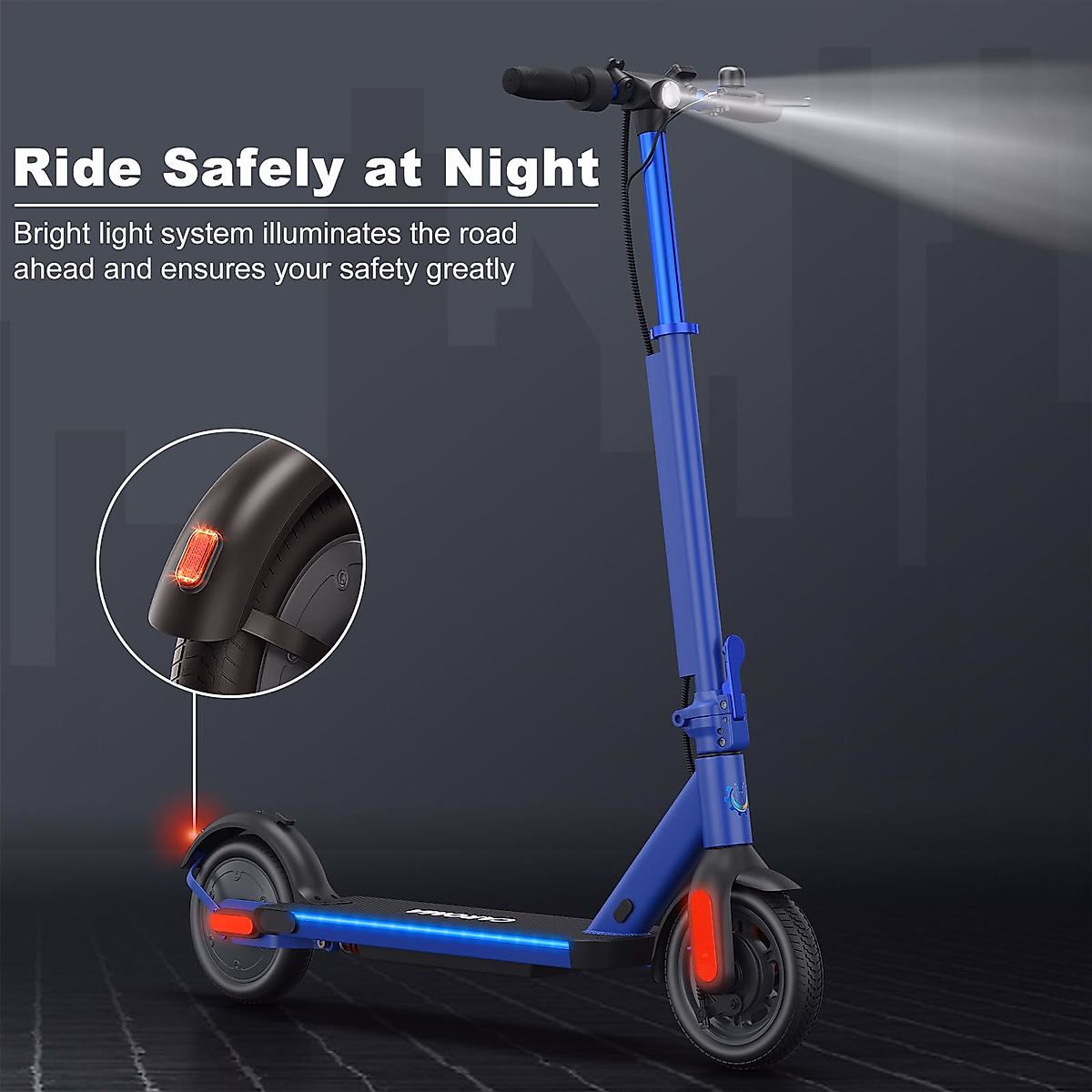 Caroma Electric Scooter Adults, 20 mph & 300 lbs, 350W Motor, 20 Miles Range & 20 Mph, 9" Solid Tires, Folding Motorized Scooter for Adults, App Control