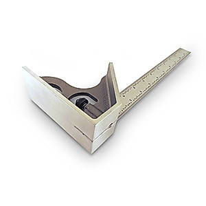 LaSquare 12” SAE Machinist Combination Square, Saddle Square, Stainless Steel Blade with 1/64", 1/32", 1/16" and 1/8" Markings, Hardened Aluminum Head LAS 12SS-12"