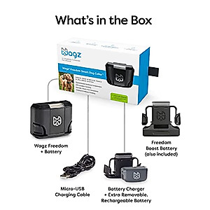 Wagz® Freedom Smart Dog Collar™ with New Boost Battery for Nearly 3X More Battery Life – Shock-Free Wireless Fence & Wellness System, Virtual Geofences, GPS Location & Activity/Health Tracking