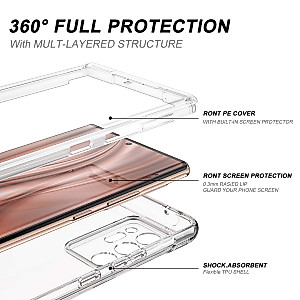 SURITCH Clear Case for Samsung Galaxy Note 20 Ultra (Only) 6.9-inch, [Built-in Screen Protector] Full Body Protection Bumper Shockproof Rugged Protective Phone Cover for 20 Ultra -(Clear)