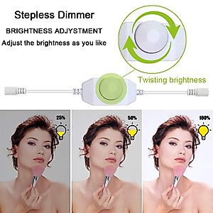 ZOKON 13ft/4M Bendable Led Vanity Mirror Lights Kit Vanity Make-up Mirror Adjustable Flexible Strip Light Table Set with Dimmer Power Supply Mirror Not Included (White)